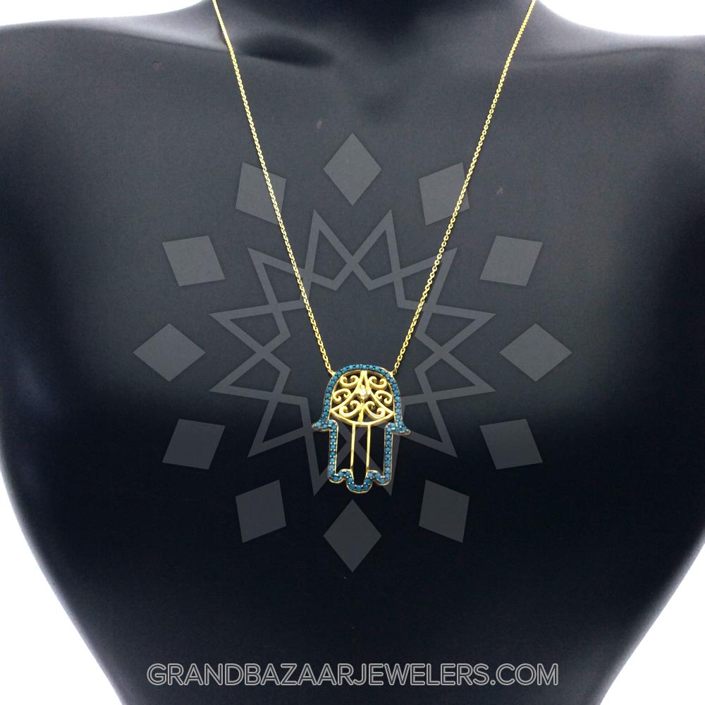 Hamsa Hand of Fatima Silver Necklace GBJ232NC28951