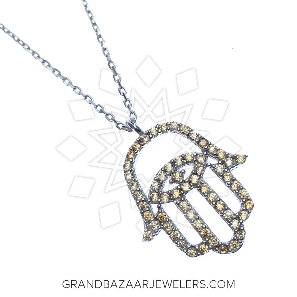 Hamsa Hand of Fatima Silver Necklace GBJ232NC35077